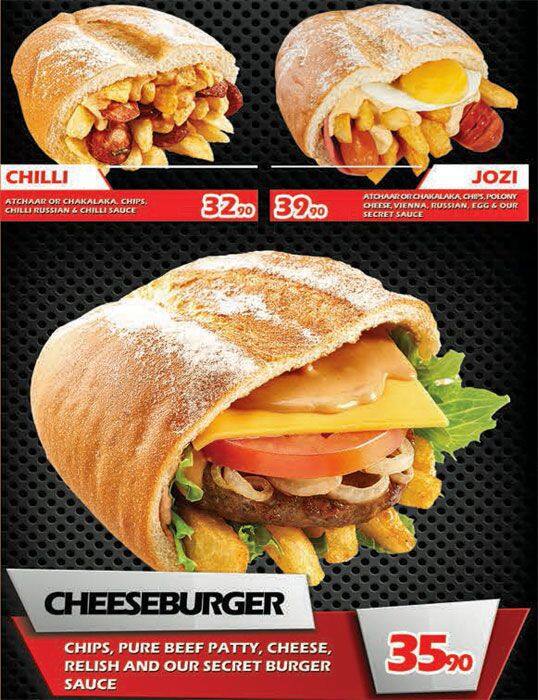 Menu at Kota Joe, Pretoria, Adverto Towers