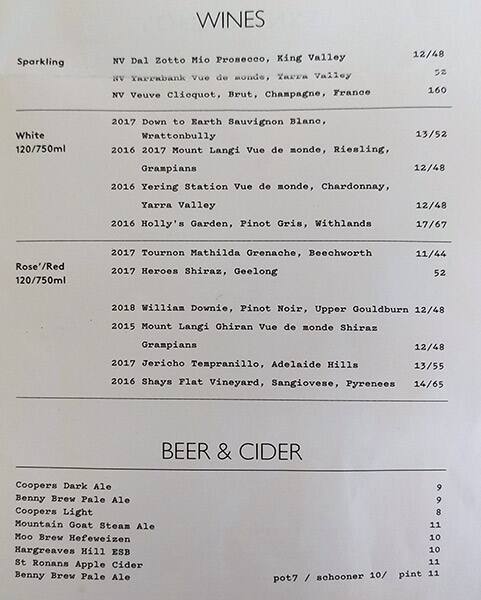 Menu at Piggery Cafe, Sherbrooke