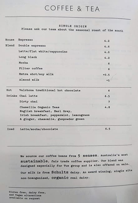 Menu at Piggery Cafe, Sherbrooke