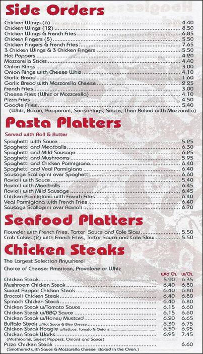 Menu at Merc Brothers Pizzeria, Philadelphia