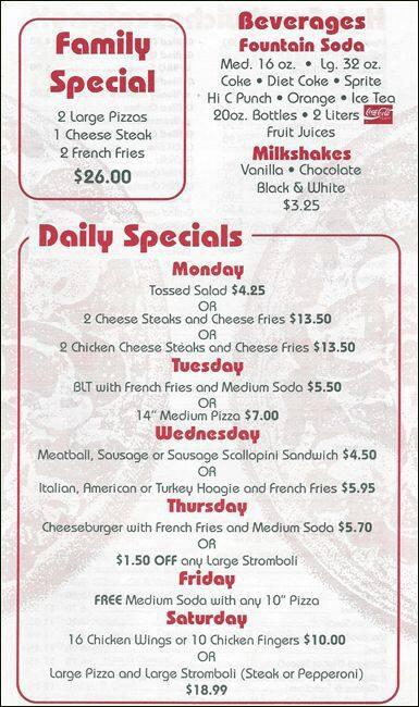 Menu at Merc Brothers Pizzeria, Philadelphia