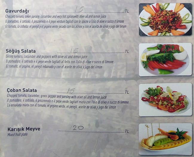Menu at Eski Babel Ocakbaşı Restaurant, Istanbul