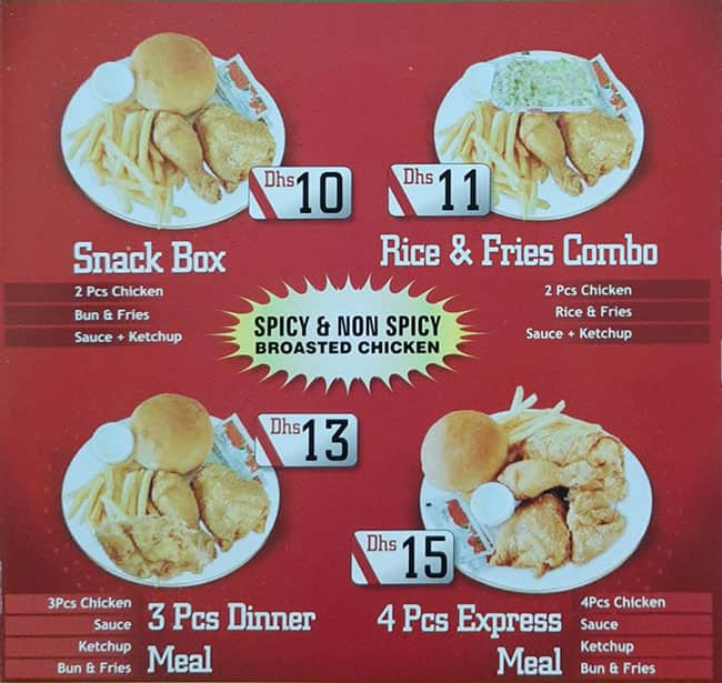 Menu at Express Fried Chicken, Sharjah