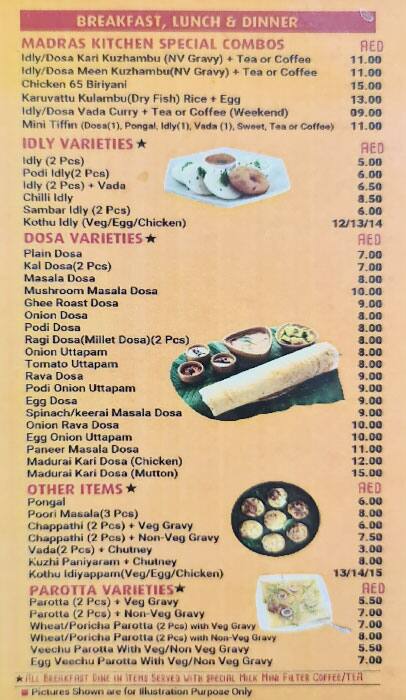 Menu at Madras Kitchen Restaurant - Al Khail Gate - Dubai, Dubai