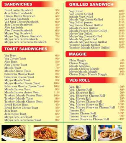 Menu of Snacks And More, Chembur, Mumbai