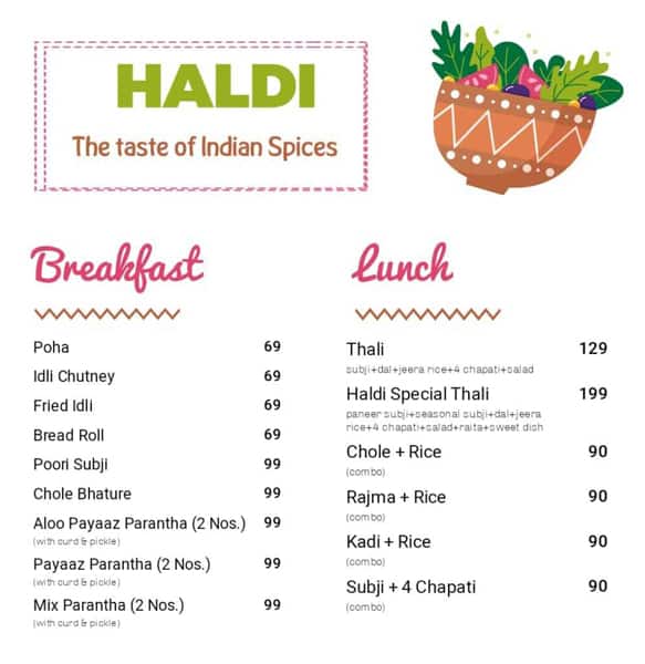 Menu of Haldi, Sector 81, Faridabad