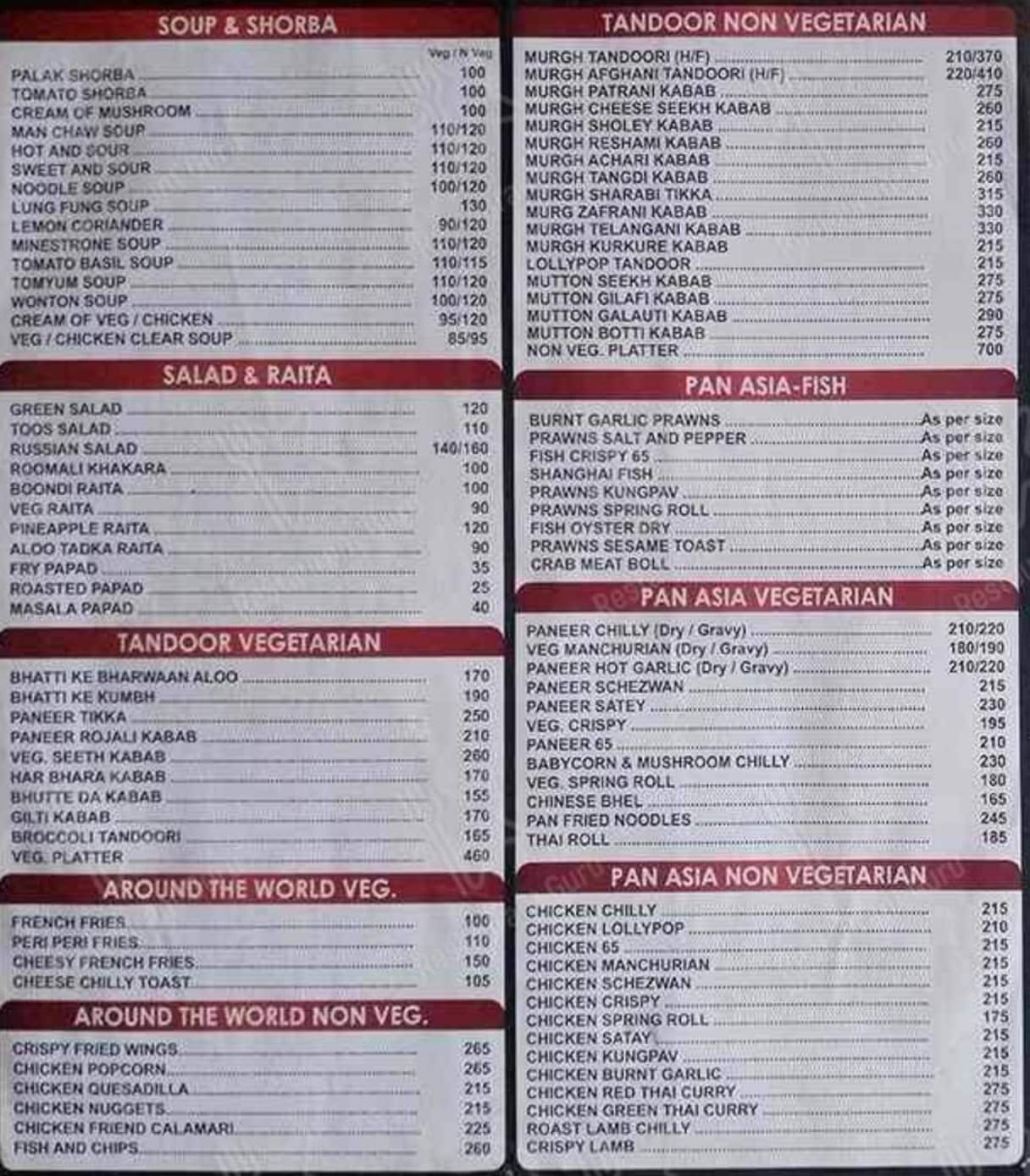 Menu of Phoenix Bar & Family Restaurant, Kamothe, Navi Mumbai