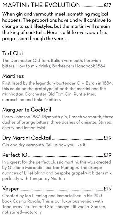 Menu at The Promenade restaurant, London