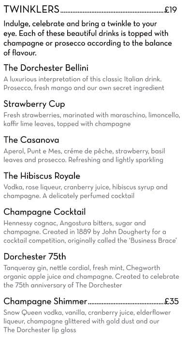 Menu at The Promenade restaurant, London