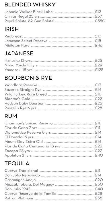 Menu at The Promenade restaurant, London