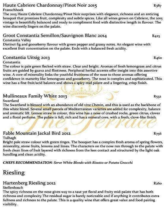 Menu at Amuse-Bouche Food & Wine restaurant, Sandton, Edmund Street