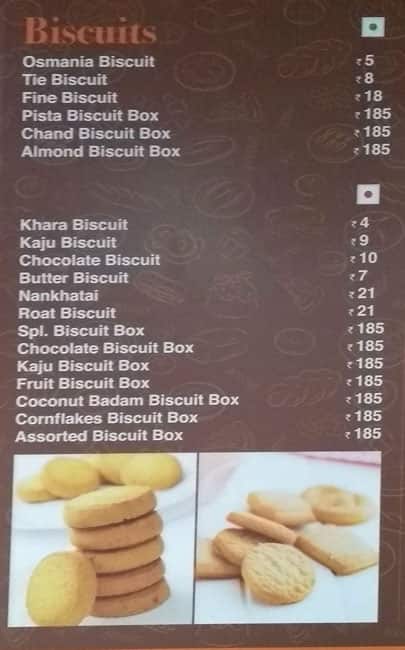 Menu of Paradise Bakery, Paradise Circle, Secunderabad