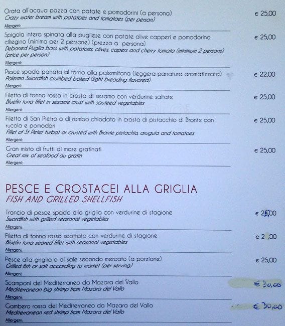 Menu da Ristorante Da Giulia, Milano