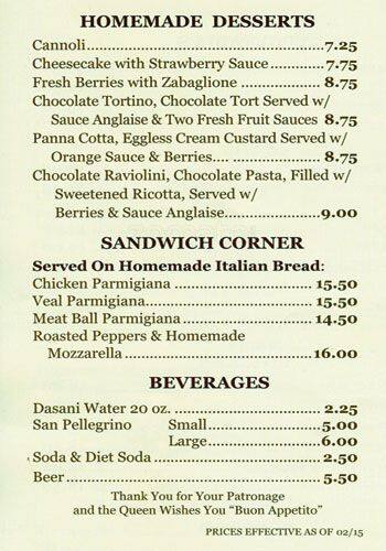 Menu at Queen restaurant, New York City, 84 Court St