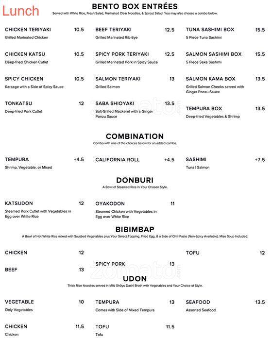 Menu at Nama Sushi SF restaurant, San Francisco