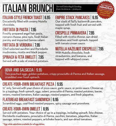 Menu at Russo's pizzeria, Tulsa