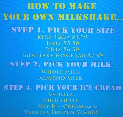 My Milkshake Menu, Menu for My Milkshake, Downtown, San Jose ...