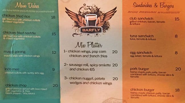 Barfly Menu, Menu for Barfly, Jalan Dutamas, Kuala Lumpur - Zomato Malaysia