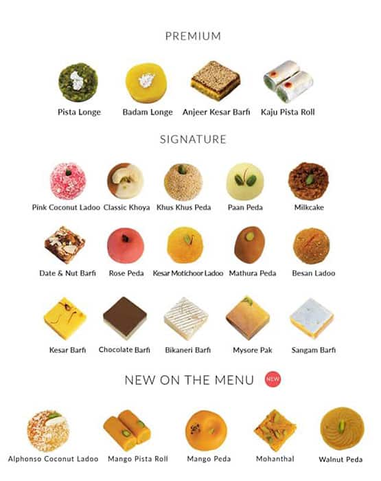 Menu of Khoya - Purveyors of Luxury Indian Mithai, Chanakyapuri, New Delhi