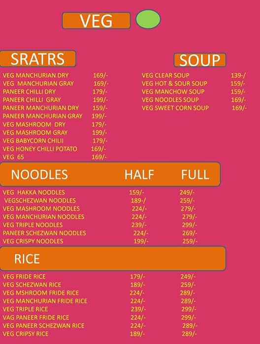 Menu of Kathmandu Chinese Kitchen, Kothrud, Pune