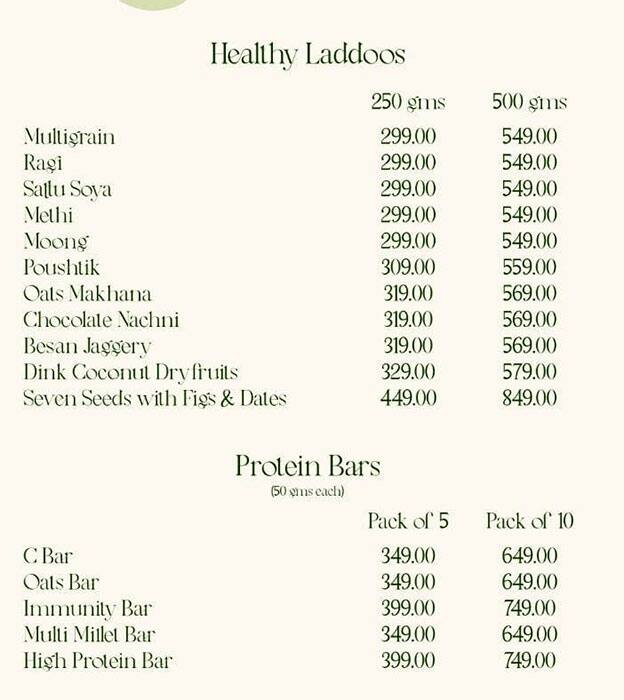 Menu of Pushtikam, Mahim, Mumbai