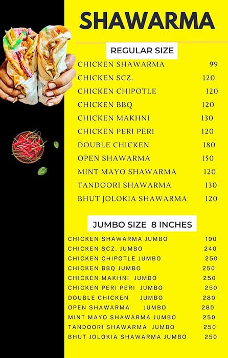 Menu of Shawarma Daddy, Vile Parle West, Mumbai