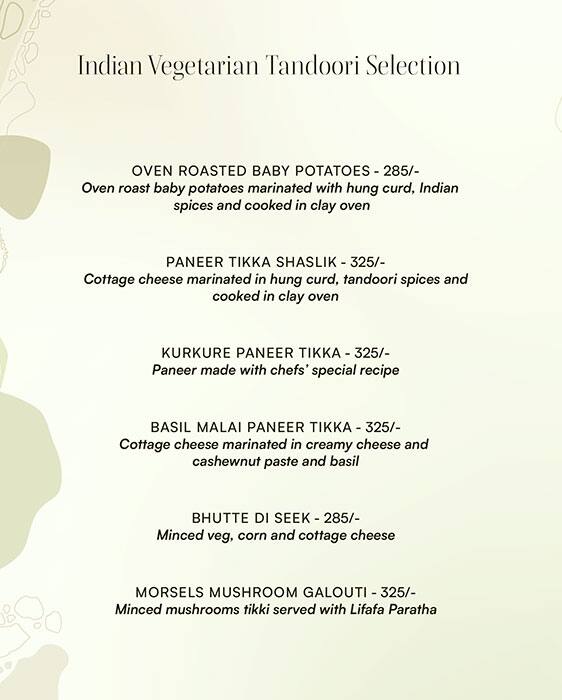 Menu of Oona The One, Kadru, Ranchi