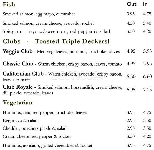 Menu at The Alberts Deli cafe, Richmond