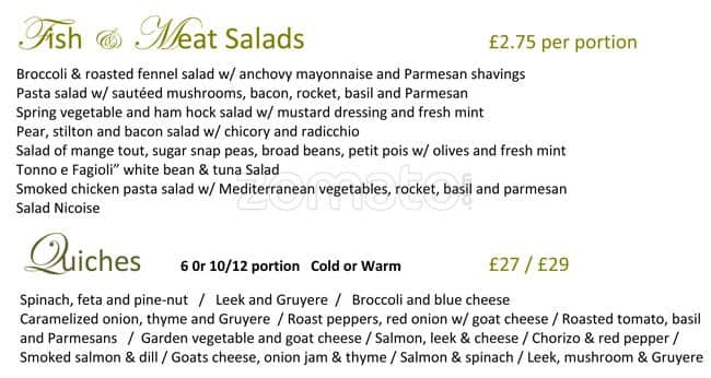 Menu at The Alberts Deli cafe, Richmond