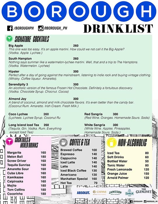 Menu at Borough restaurant, Mandaluyong, Ground Floor