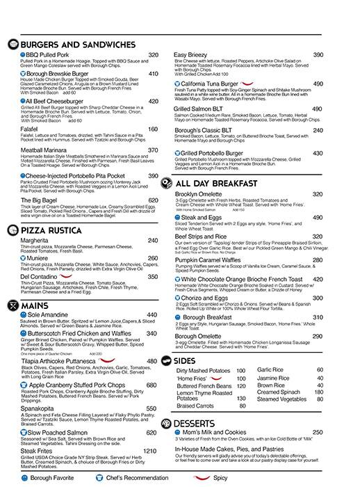 Menu at Borough restaurant, Mandaluyong, Ground Floor