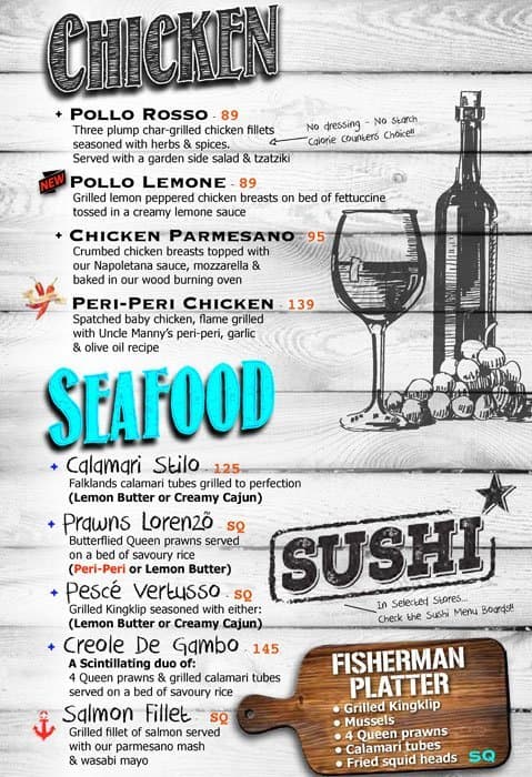 Menu at Papachinos Clearwater restaurant, Roodepoort, Gauteng