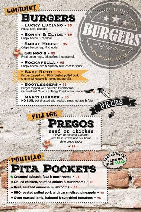 Menu at Papachinos Clearwater restaurant, Roodepoort, Gauteng