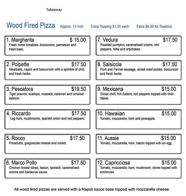 Menu at Cielo Blue restaurant, Plenty