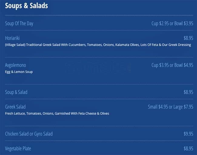 Menu at Kostas Cafe, Plano, W Park Blvd