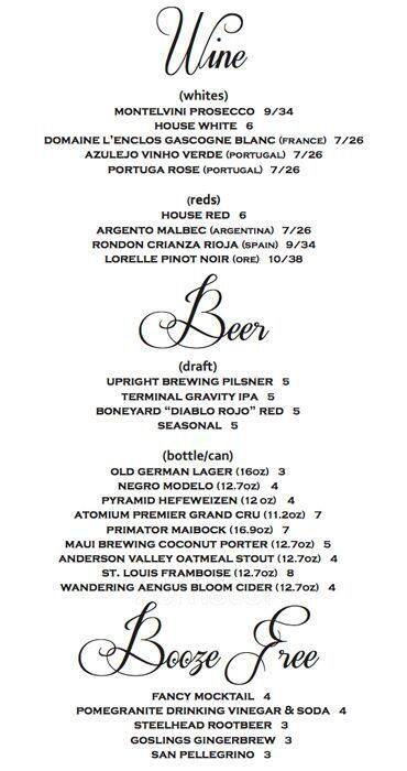 Menu at The Box Social pub & bar, Portland