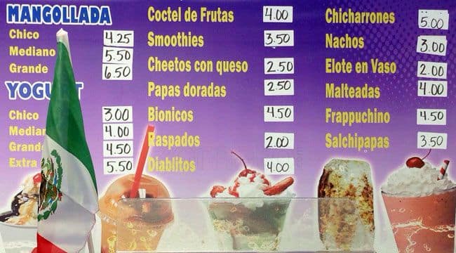 Paleteria Mexico Lindo Menu, Menu for Paleteria Mexico Lindo, South ...