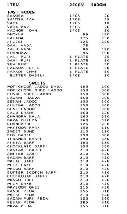 Menu of Bikks Bikaner, Nerul, Navi Mumbai