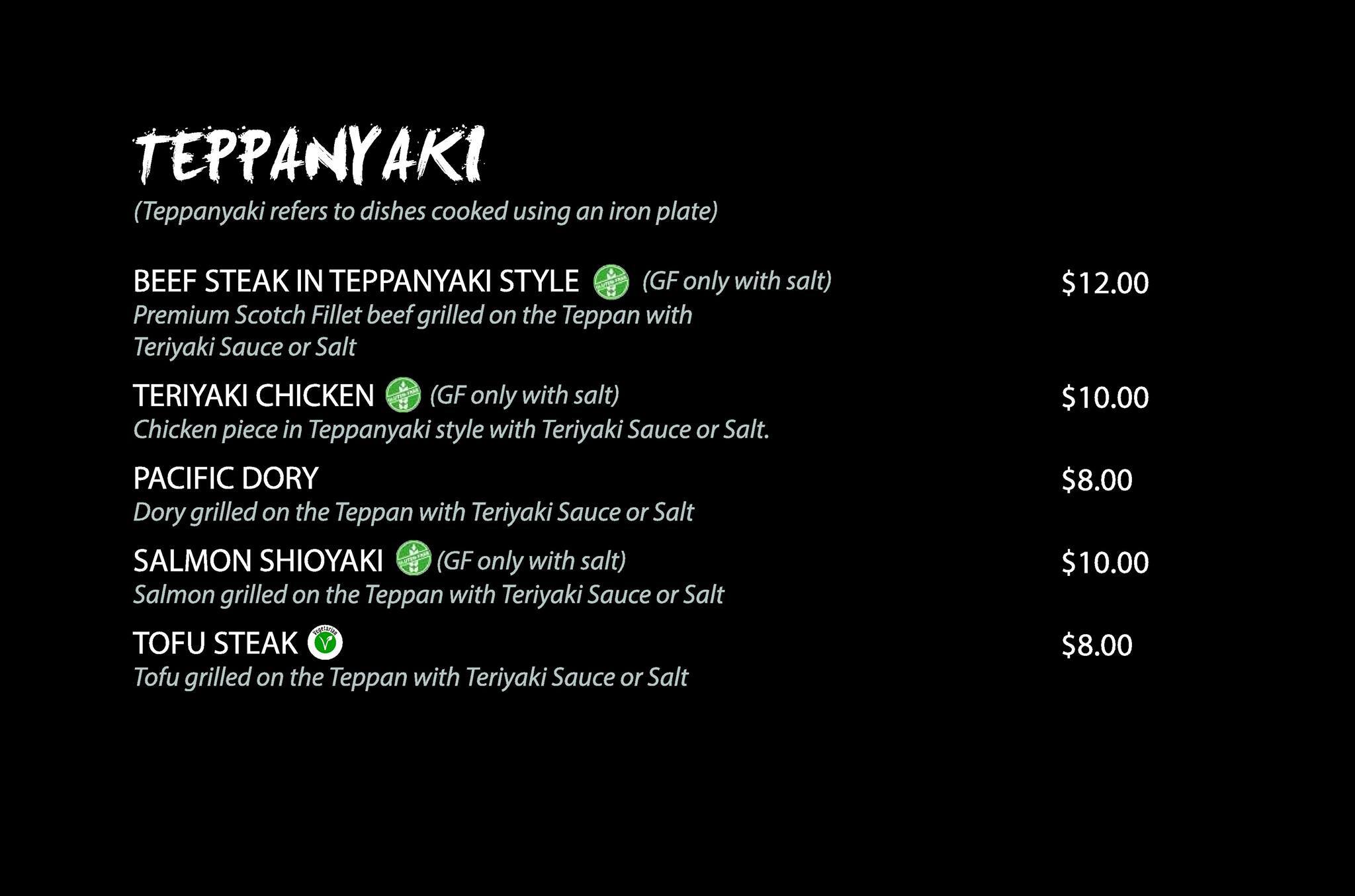 Menu at Mugen House Japanese Restaurant & Bar, Adelaide