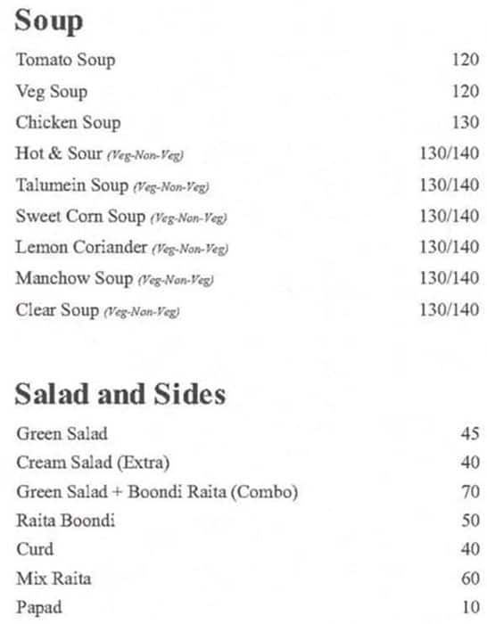 Menu of The Chilly Cafe, Vasant Vihar, New Delhi