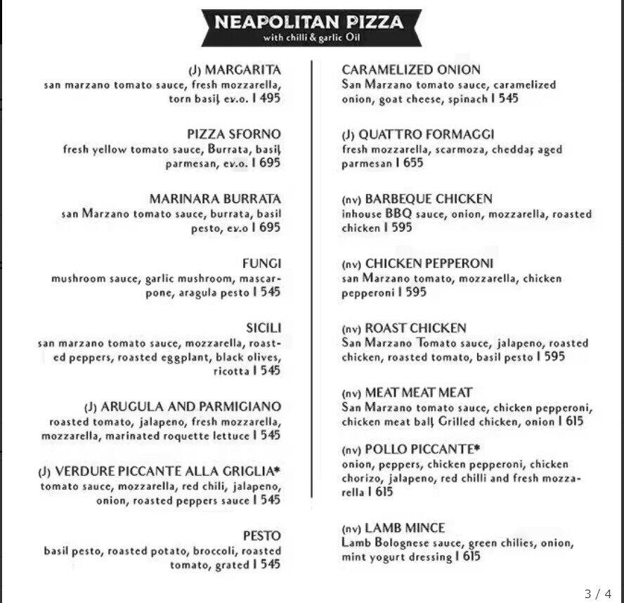 Menu at Sforno - Bakehouse & Pizzeria, Mumbai