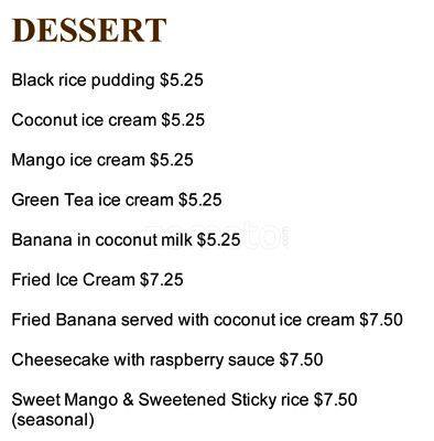 Menu at Silver Spoon Thai Restaurant, Redmond