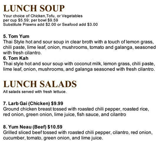 Menu at Silver Spoon restaurant, Redmond