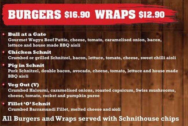 Menu at Schnithouse Elizabeth pizzeria, Elizabeth