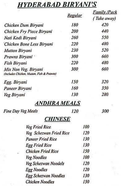 Fine Day Menu, Menu for Fine Day, Sarjapur Road, Bangalore - Zomato
