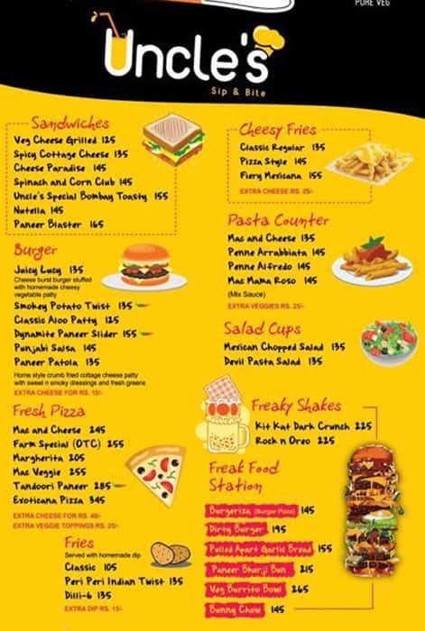 Uncle's Sip & Bite Menu, Menu for Uncle's Sip & Bite, Prashant Vihar ...