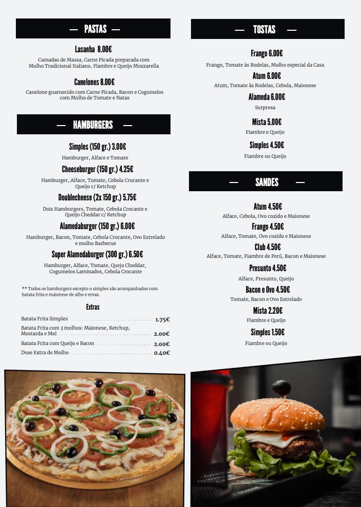 Menu em Alameda Lisboa Pizzaria, Lisboa