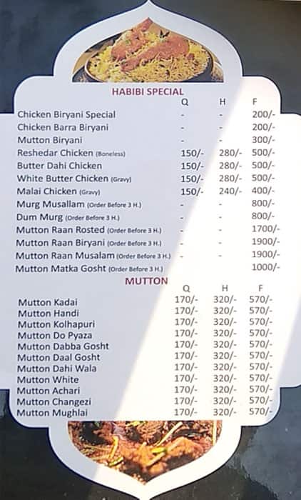 Menu at Habibi cafe & restaurant, Ajmer