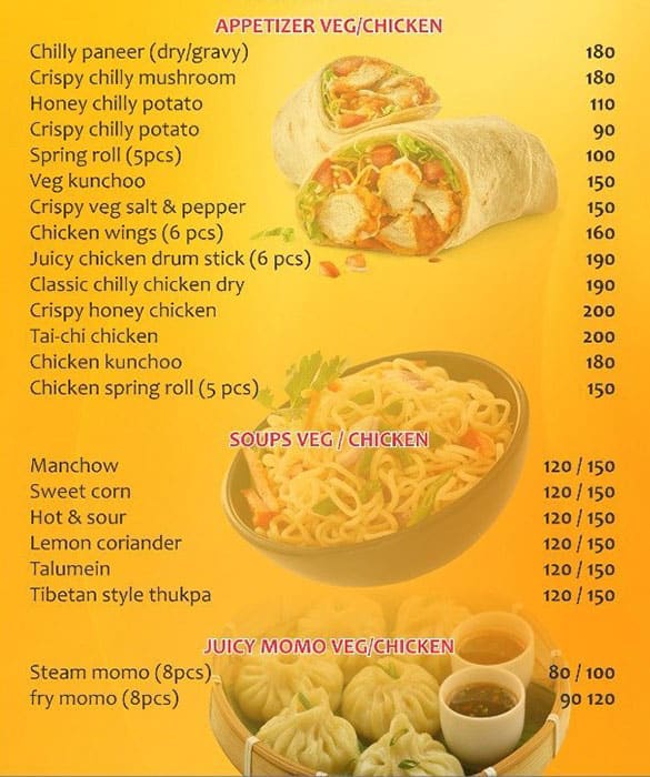 Menu of Tibetan Family Kitchen, Rajpur, Dehradun