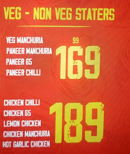 Menu of Chinese Mama, Madhapur, Hyderabad